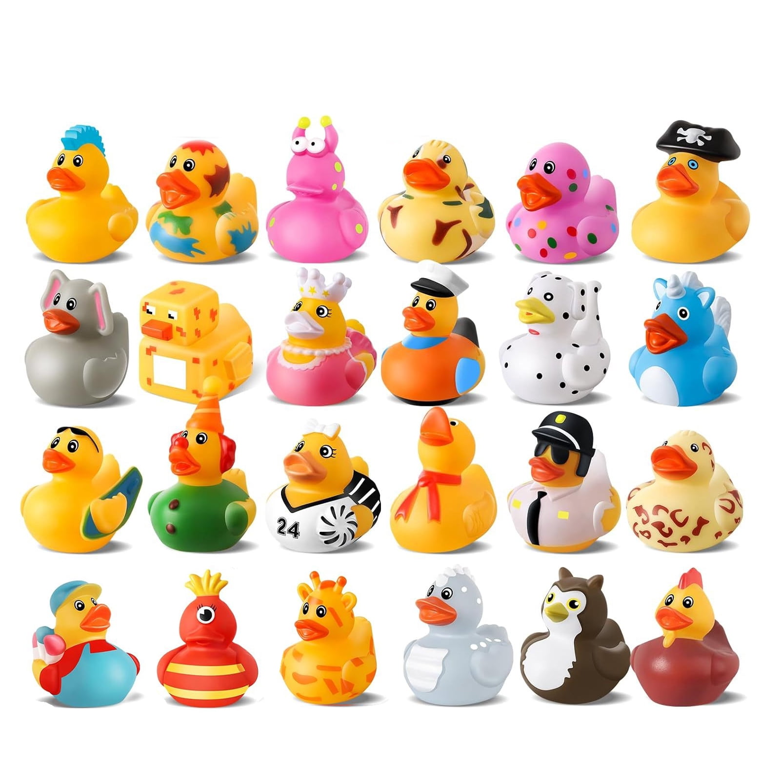 Allhall 24 Pack Rubber Ducks, Random Assortment Ducks Bulk, Mini Rubber ...