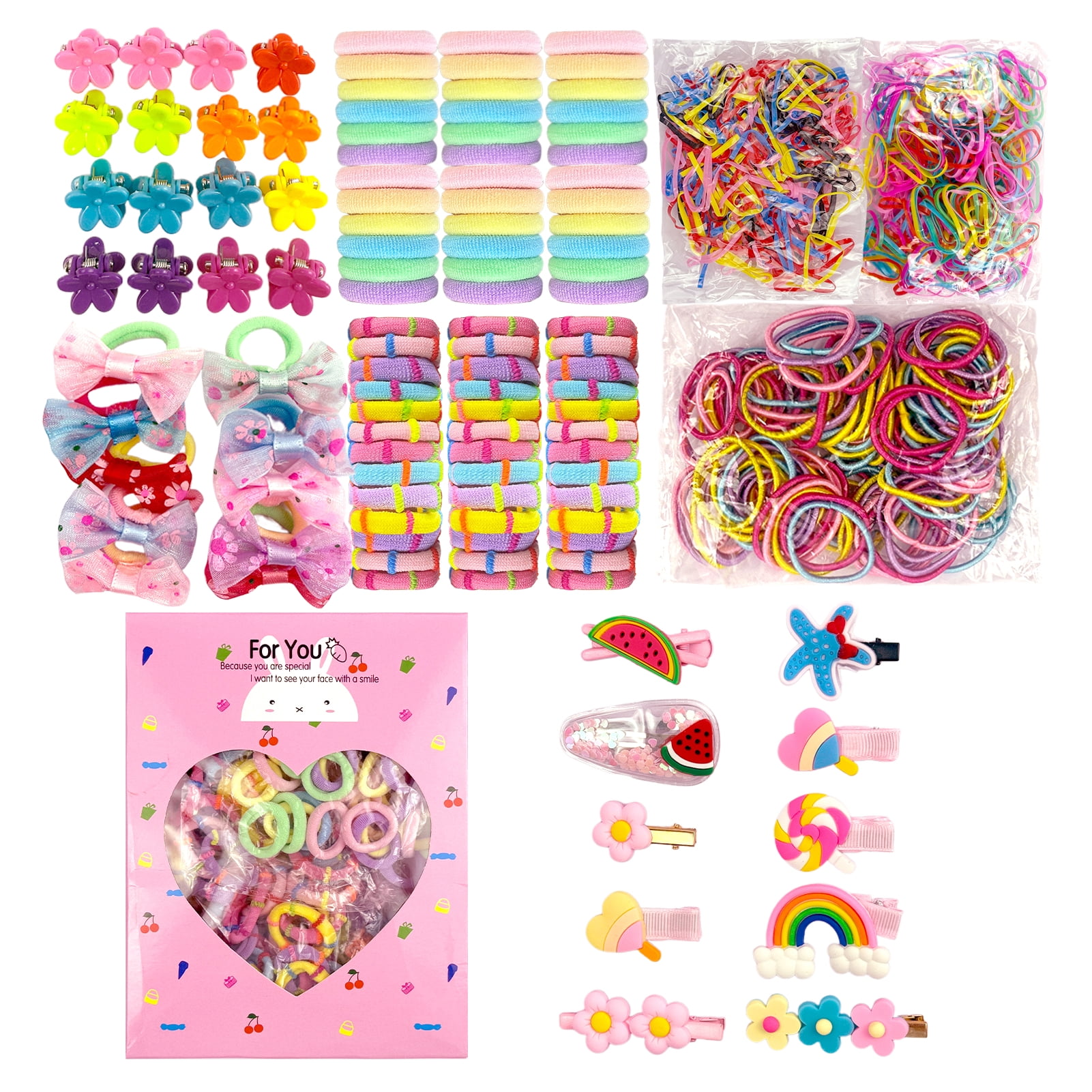 Allhall 839 Pcs Elastic Hair Bands Set, Hair Accessories Ponytail ...
