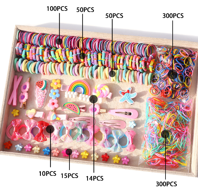 Allhall 839 Pcs Elastic Hair Bands Set, Hair Accessories Ponytail ...