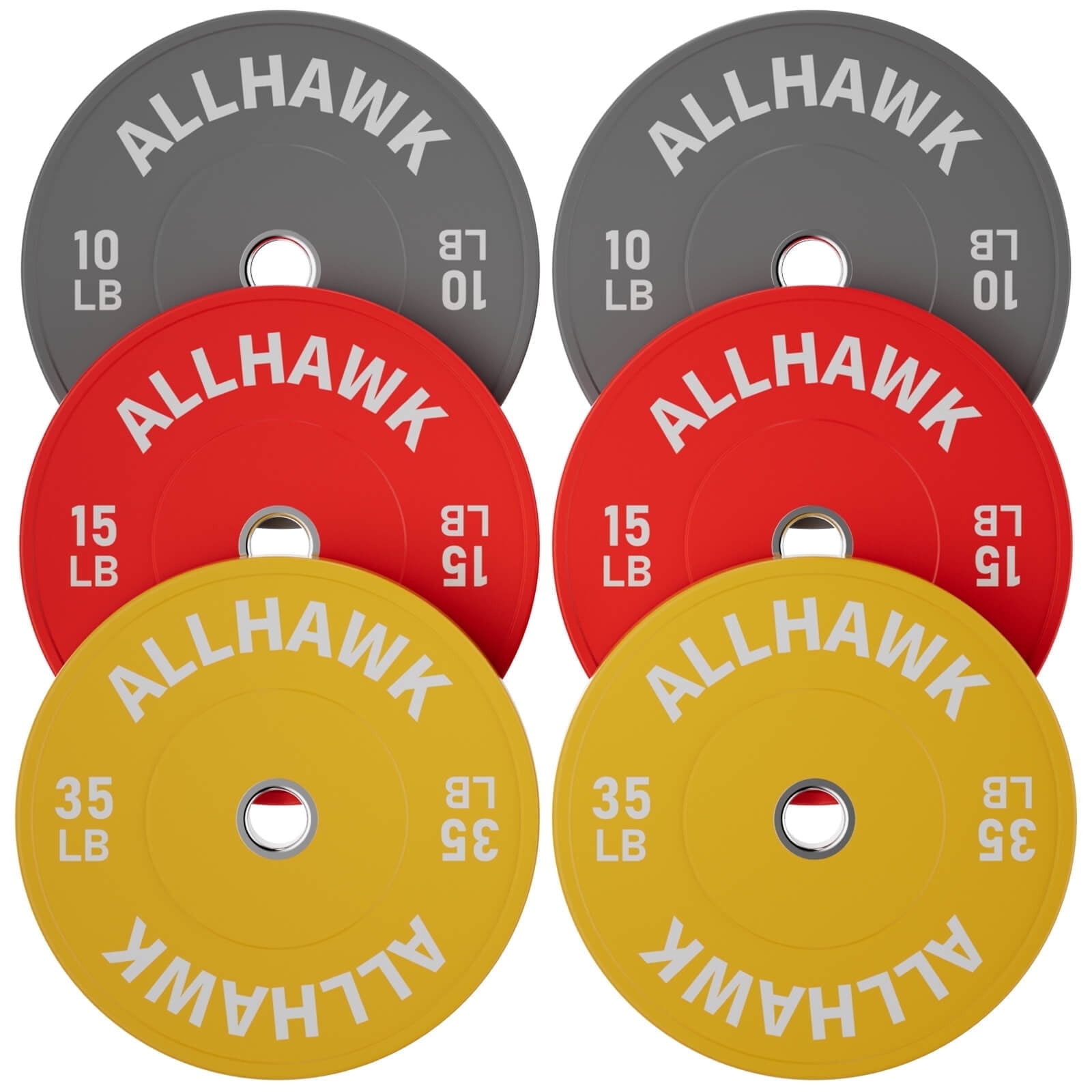 Allhawk 120LB 2-inch Olympic Rubber Bumper Plates, 10/15/25/35/45lb ...