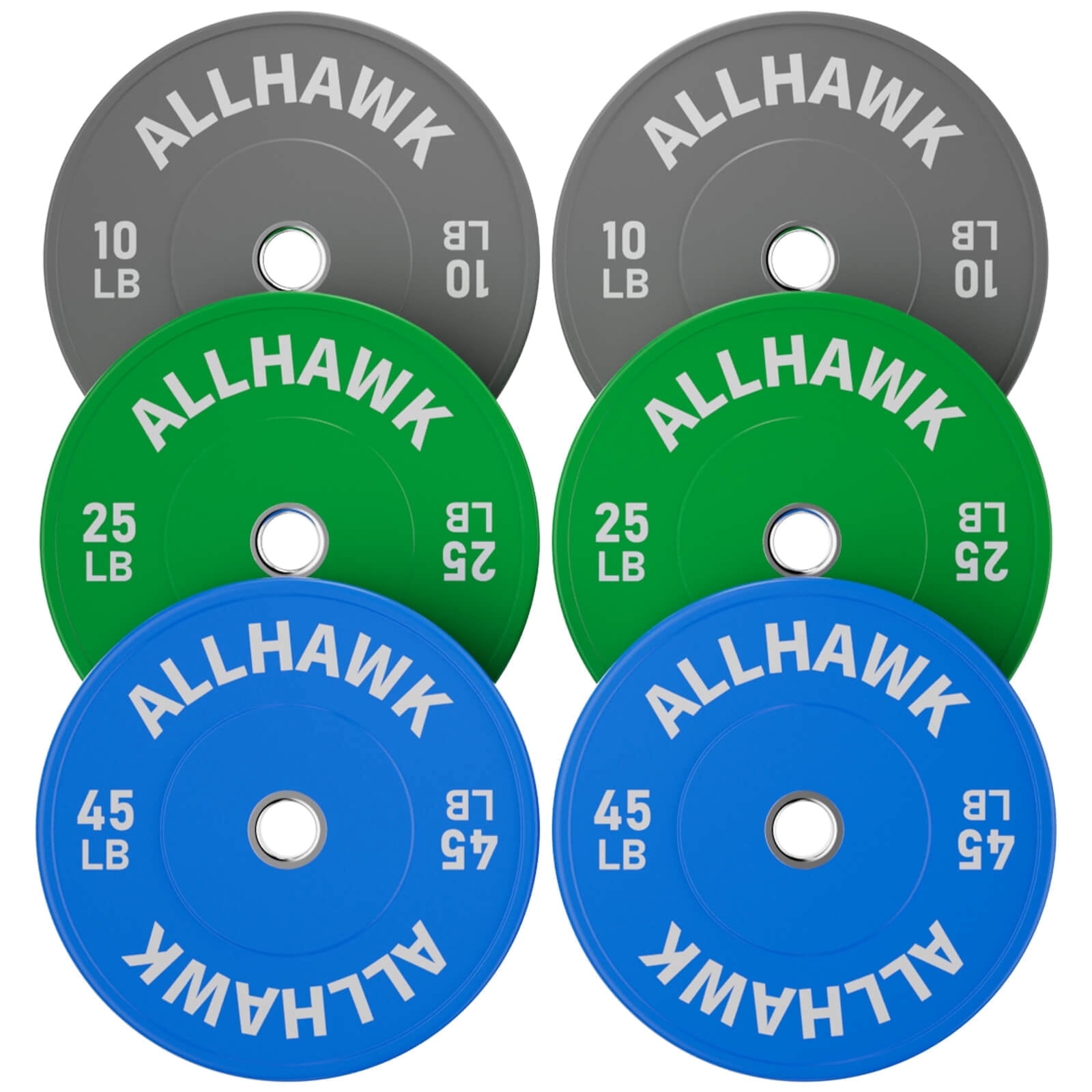 Allhawk 160LB 2-inch Olympic Rubber Bumper Plates, 10/15/25/35/45lb ...