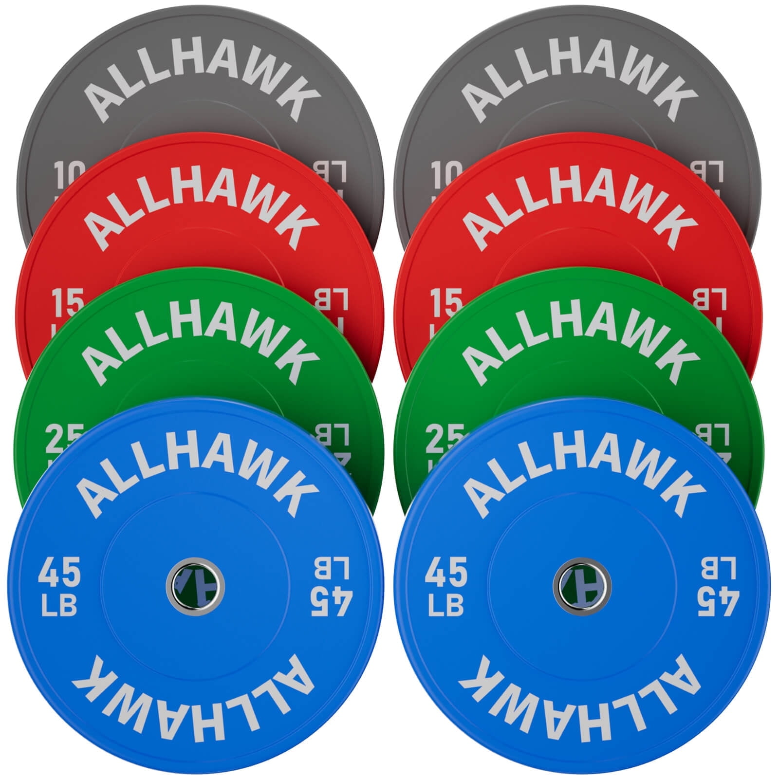 Allhawk 190LB 2-inch Olympic Rubber Bumper Plates, 10/15/25/35/45lb ...