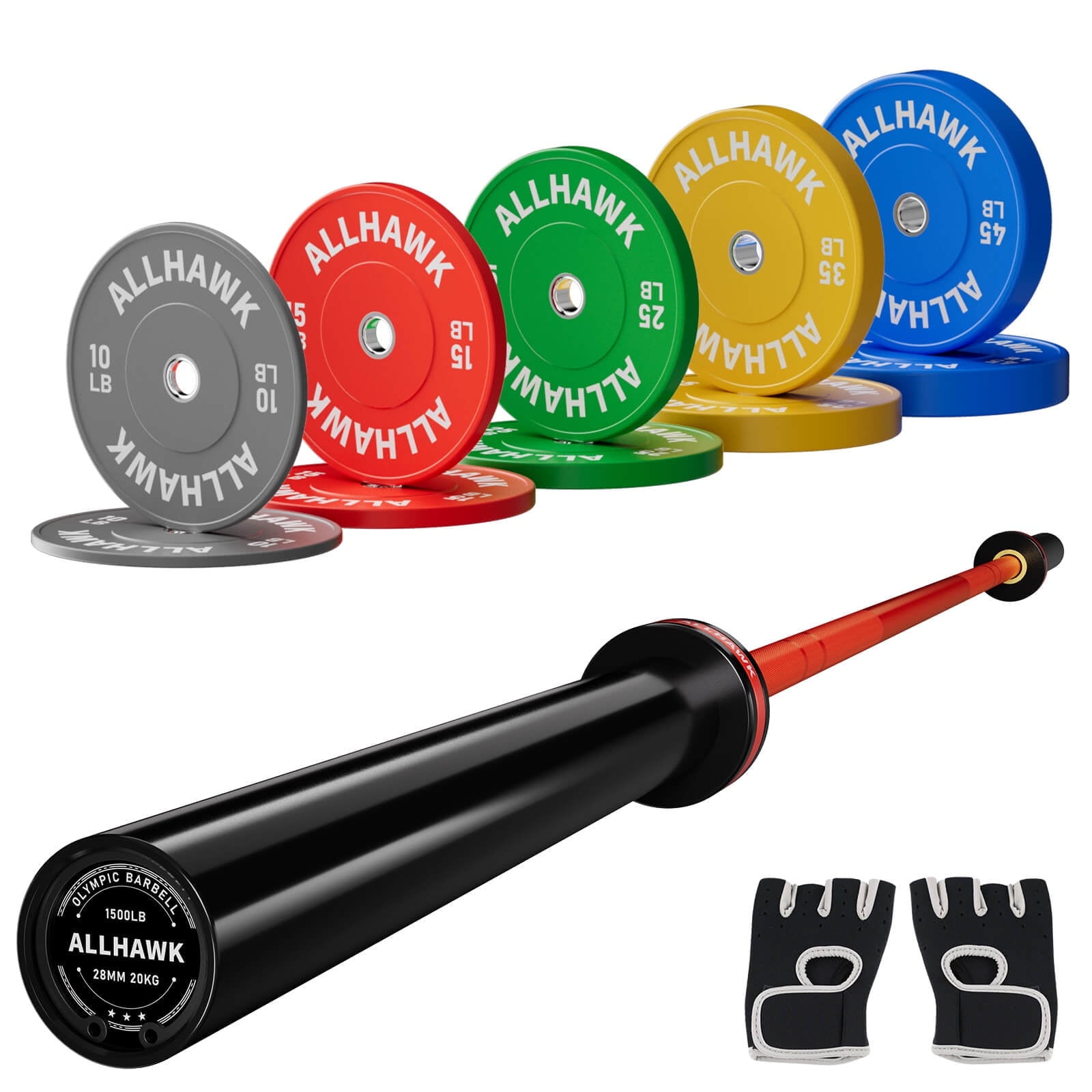 Allhawk 7ft Olympic Barbell for Weightlifting, Powerlifting, 45LB Bar 1500lbs Capacity, Weight ...