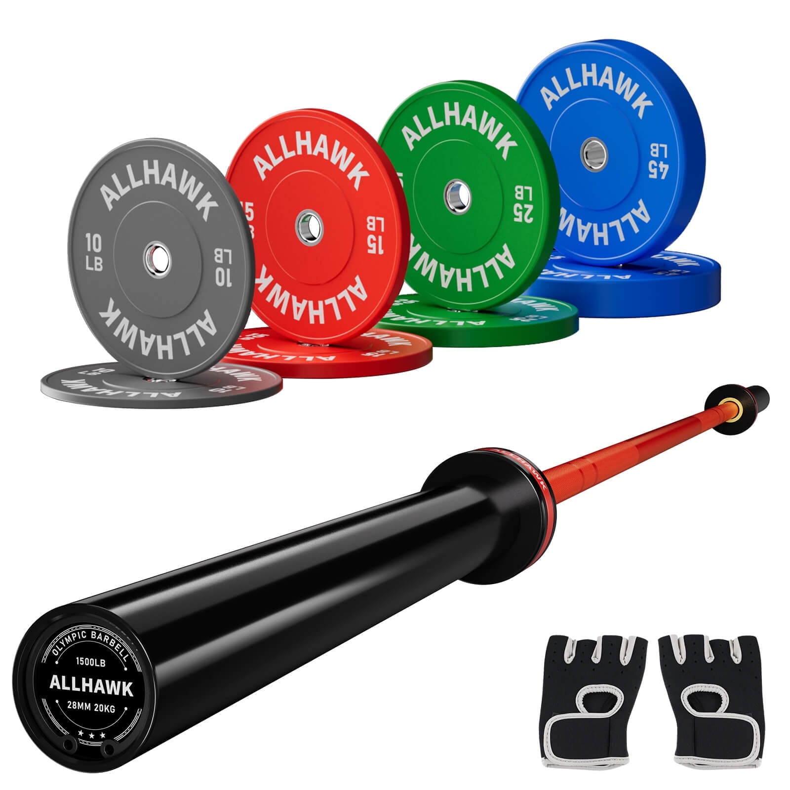 Allhawk 7ft Olympic Barbell for Weightlifting, Powerlifting, 45LB Bar 1500lbs Capacity, Weight ...