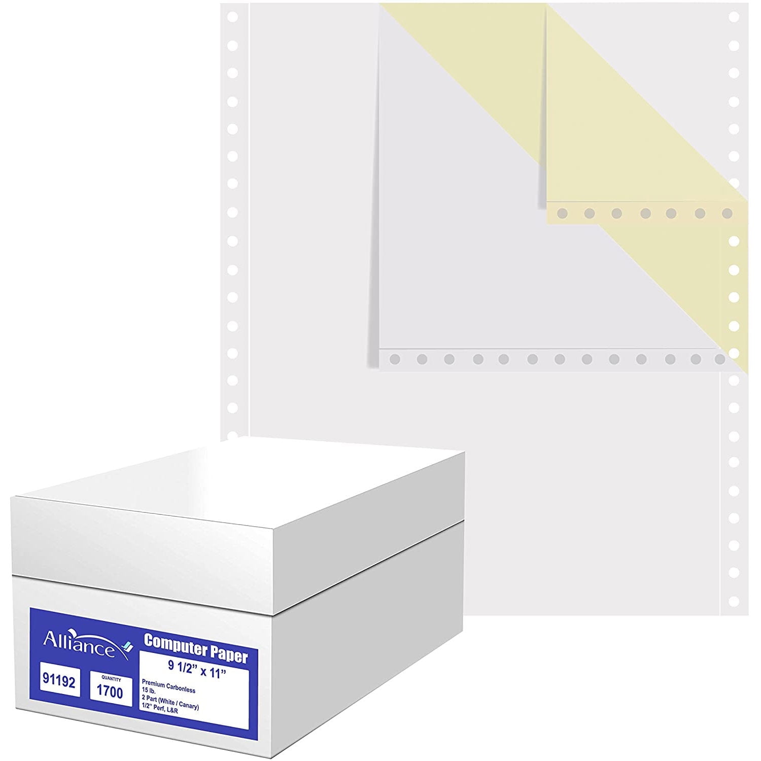Alliance Continuous Carbonless Computer Paper, 9-1/2x11" Blank L&R Perf ...