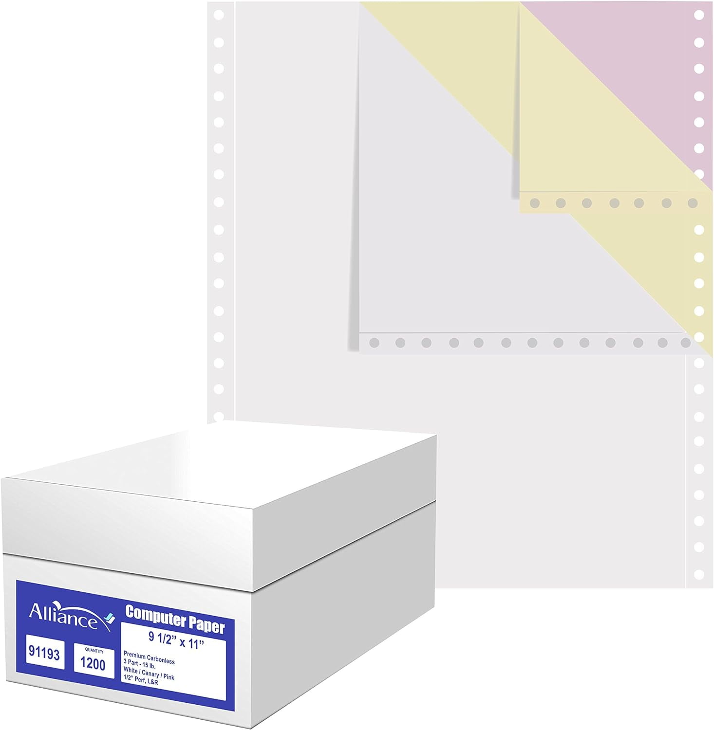 Alliance Continuous Carbonless Computer Paper 9.5 x 11, Blank Left and ...