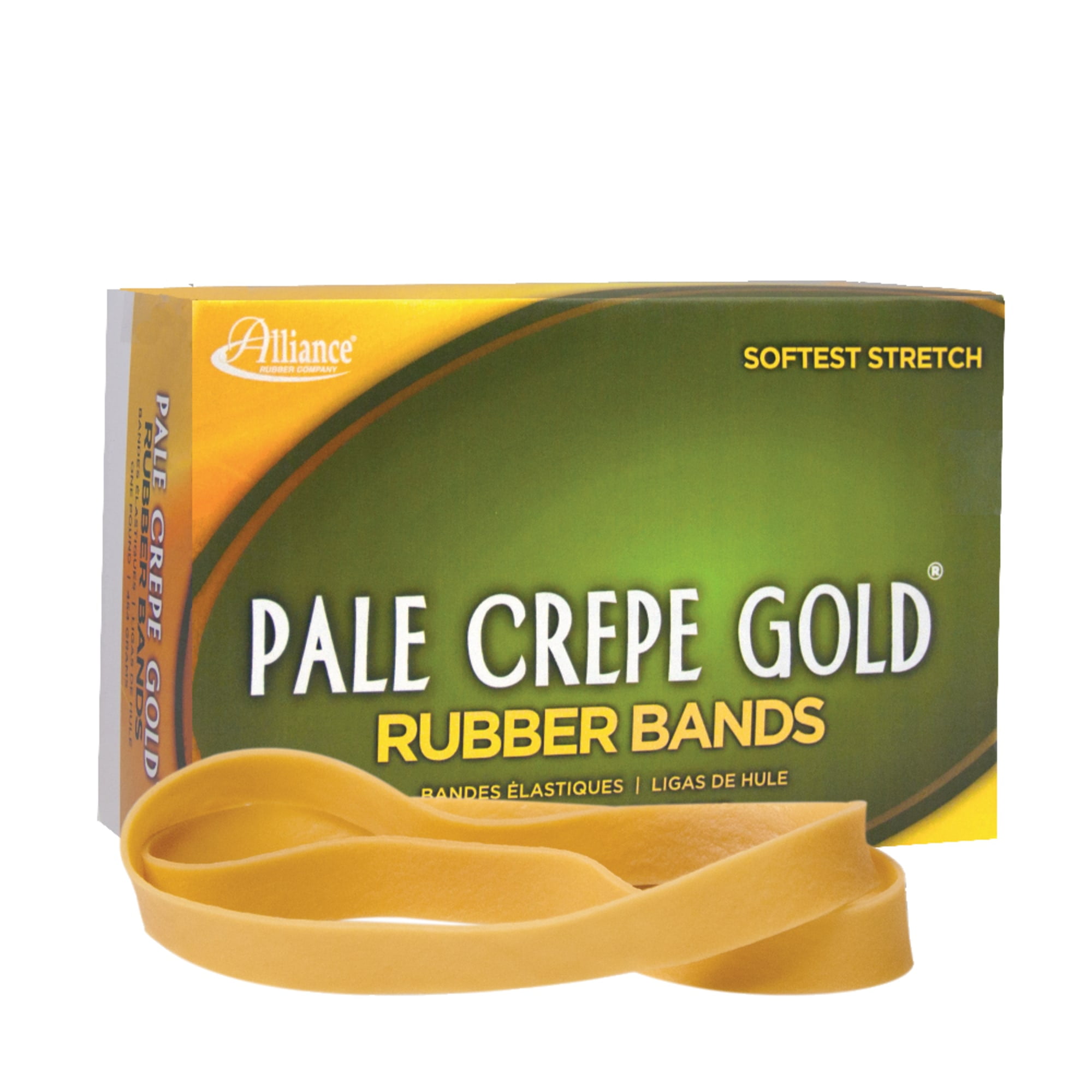 Alliance® Pale Crepe Gold® Rubber Bands, #107, 7" x 5/8", 1 Lb, Box Of ...