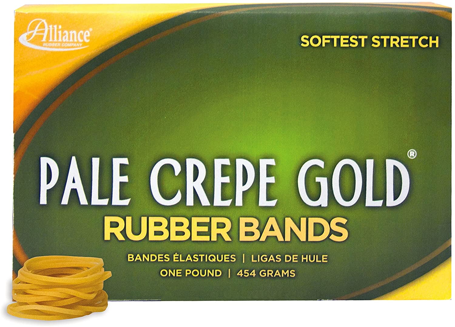 Alliance® Pale Crepe Gold® Rubber Bands, #12, 1 3/4" x 1/16", 1 Lb, Box ...