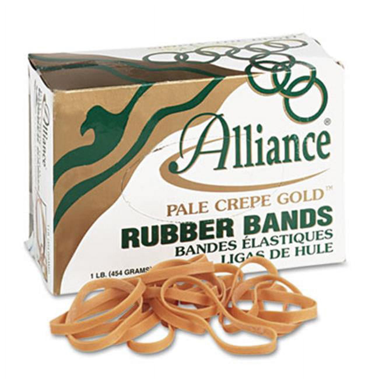Alliance Pale Crepe Gold Rubber Bands- Size 64- 3-1/2 x 1/4- 1lb Box ...