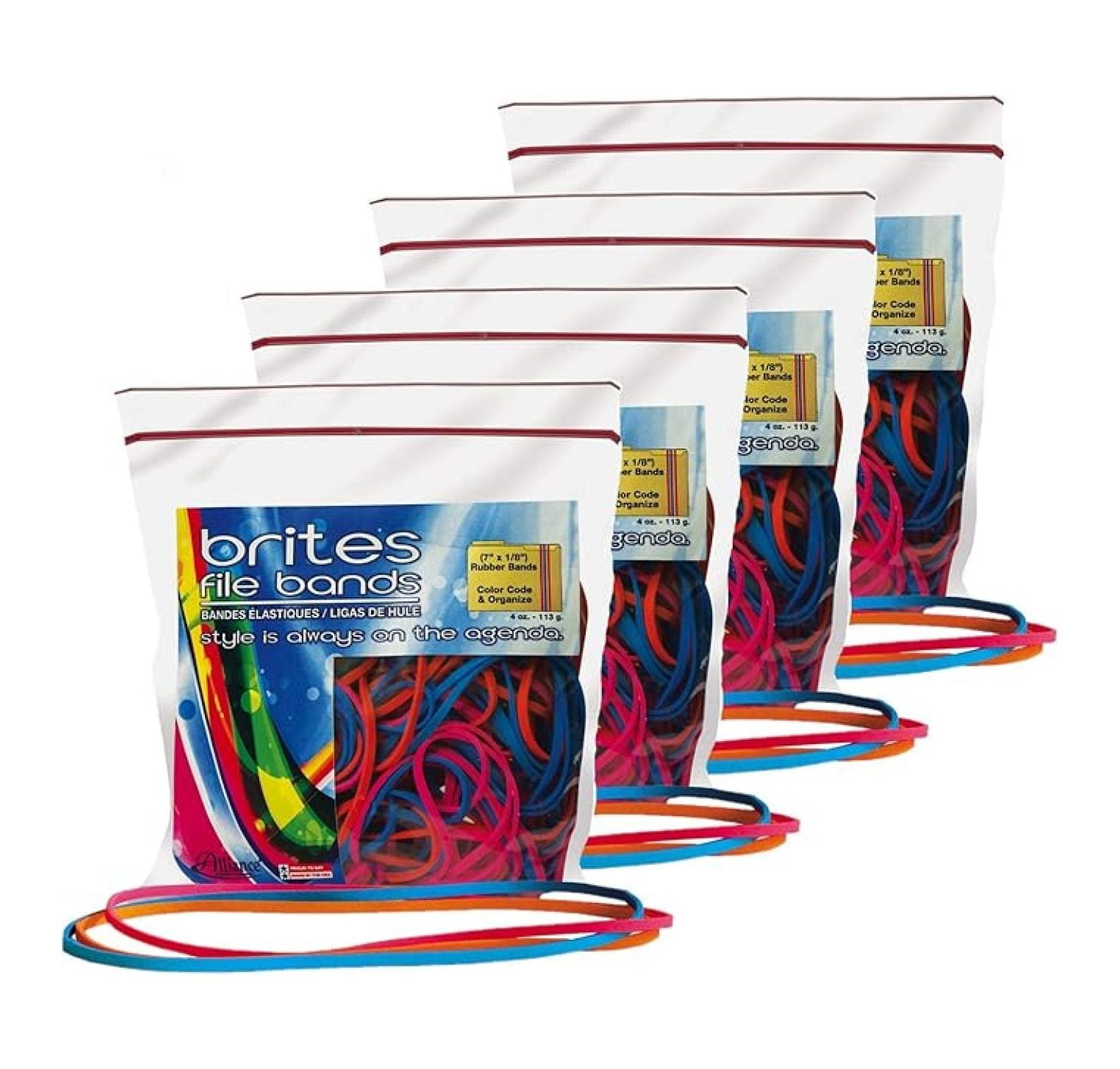 Alliance Rubber 07800 Non-Latex Brites File Bands, Colored Elastic ...