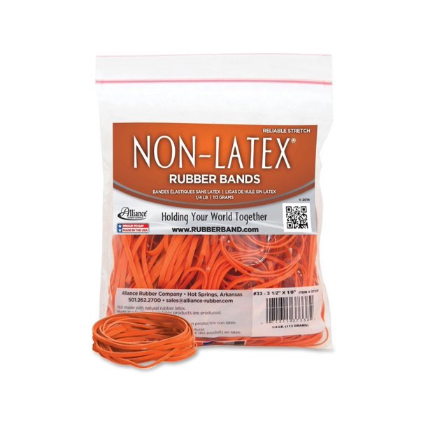 Alliance Rubber 37338 #33 Non-Latex Rubber Bands, 1/4 lb Poly Bag ...