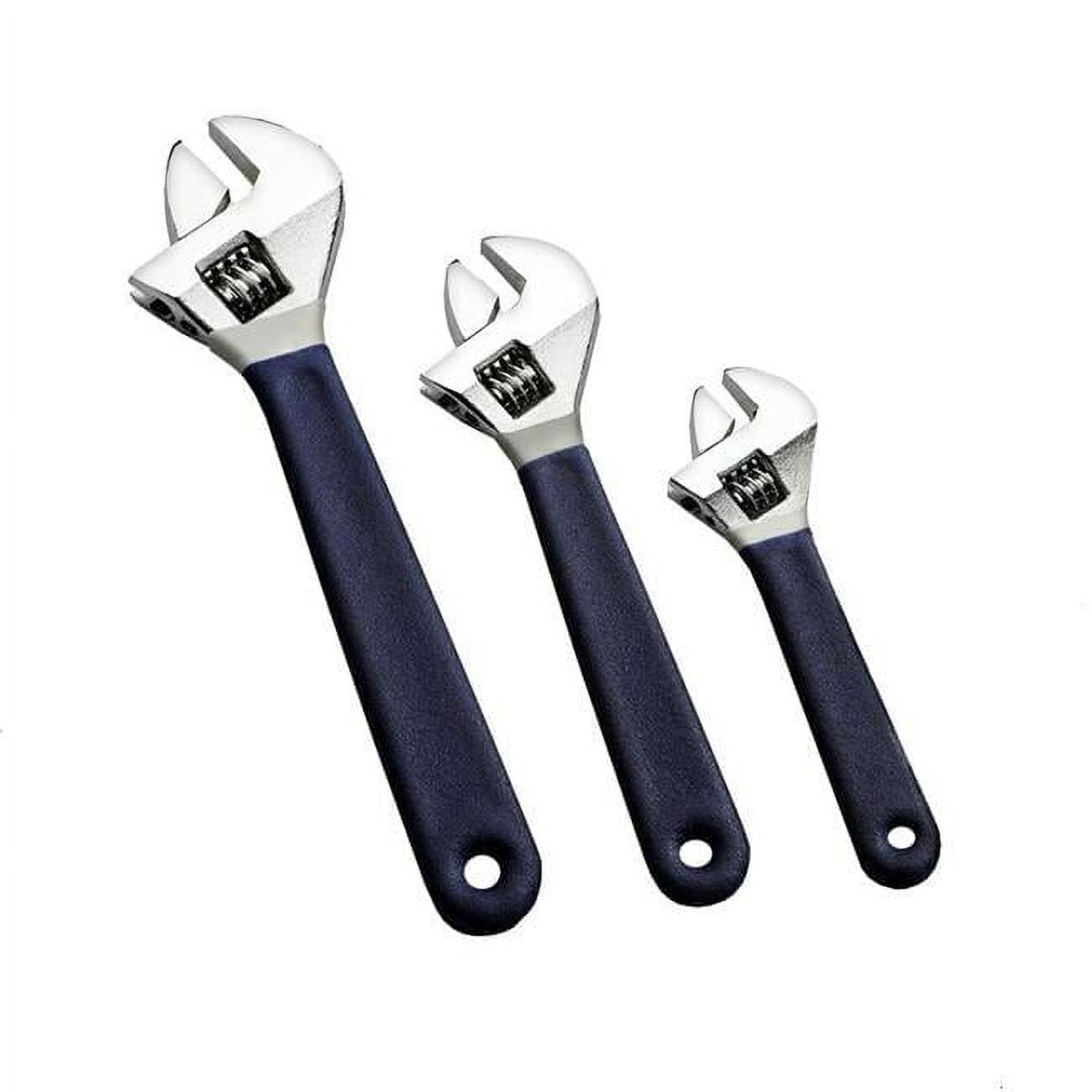 Allied 3 Piece Adjustable Wrench Set, 6, 8 & 10 in. - Heat Treated Chrome Vanadium Steel, 89076 ...