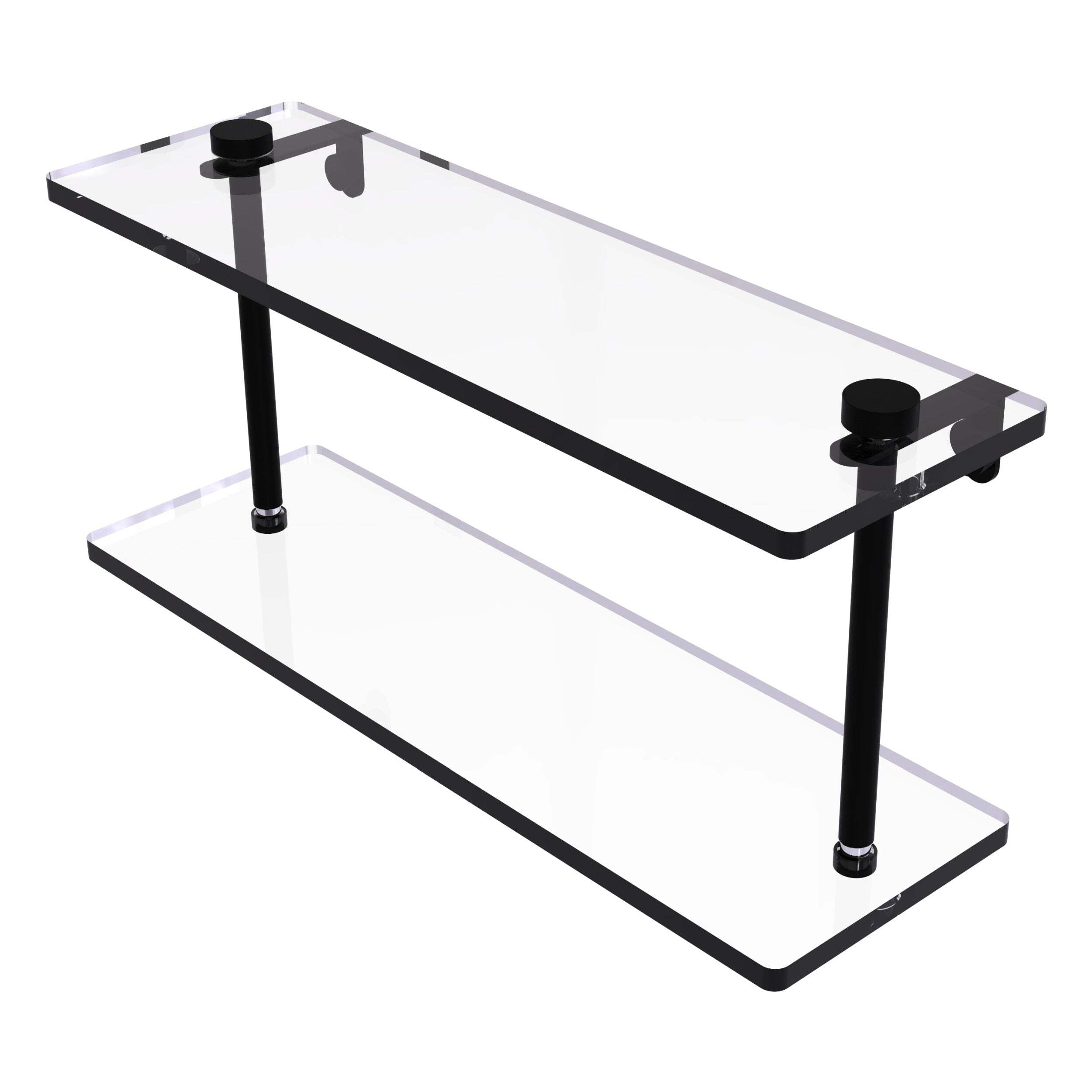 Allied Brass NS-2/16-BKM 16 Inch Two Tiered Glass Shelf, Matte Black ...