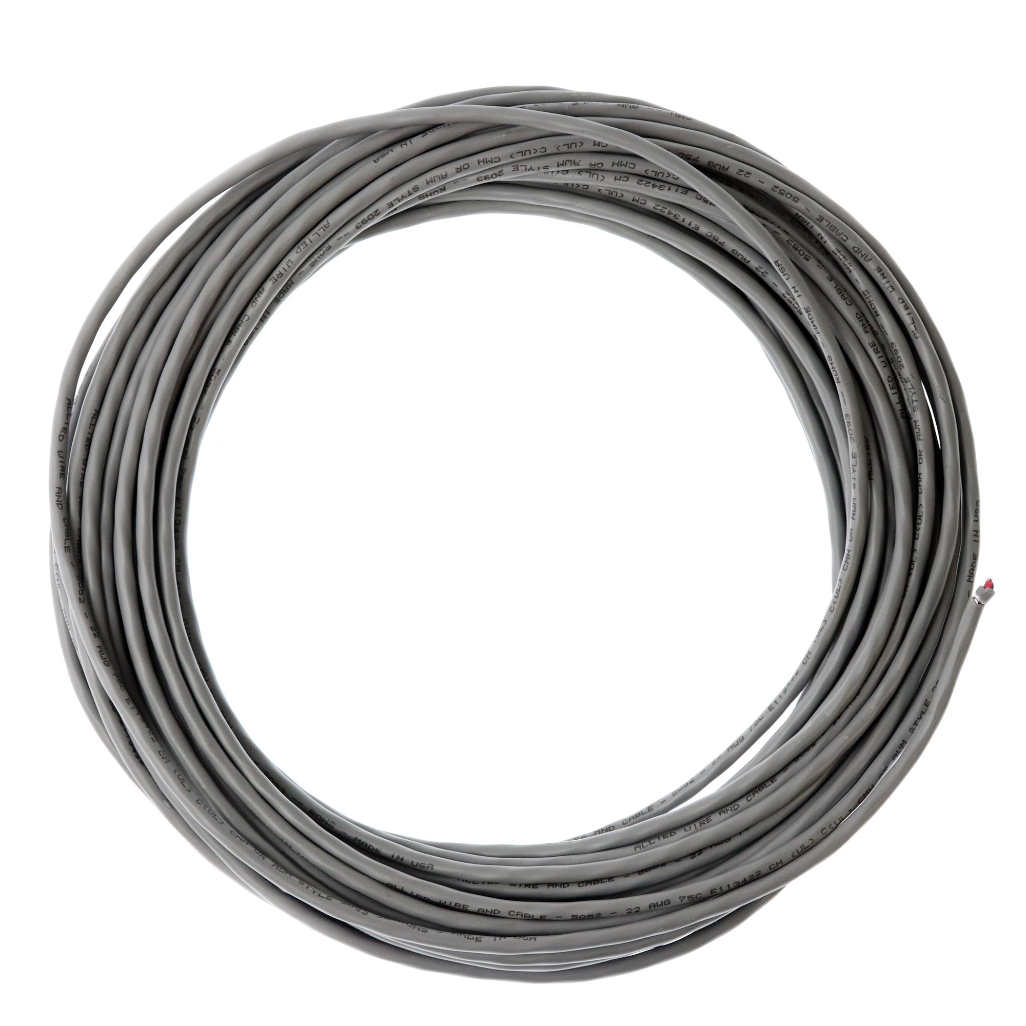 Allied Cable 5052 Shielded Multi-Conductor Cable, 22/4C, CMH, Gray PVC ...
