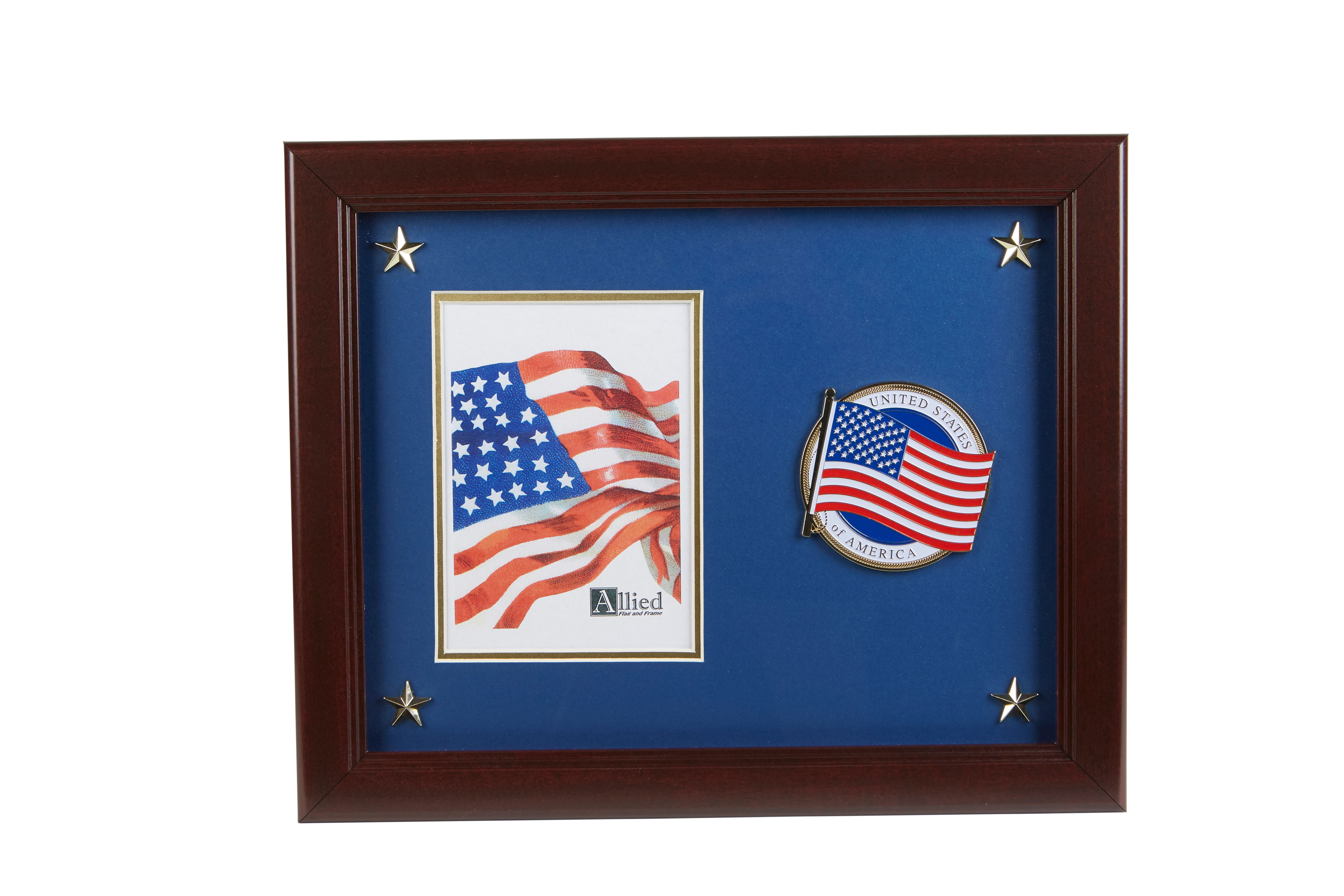 Allied Frame US American Flag Patriotic Picture Frame with Medallion ...