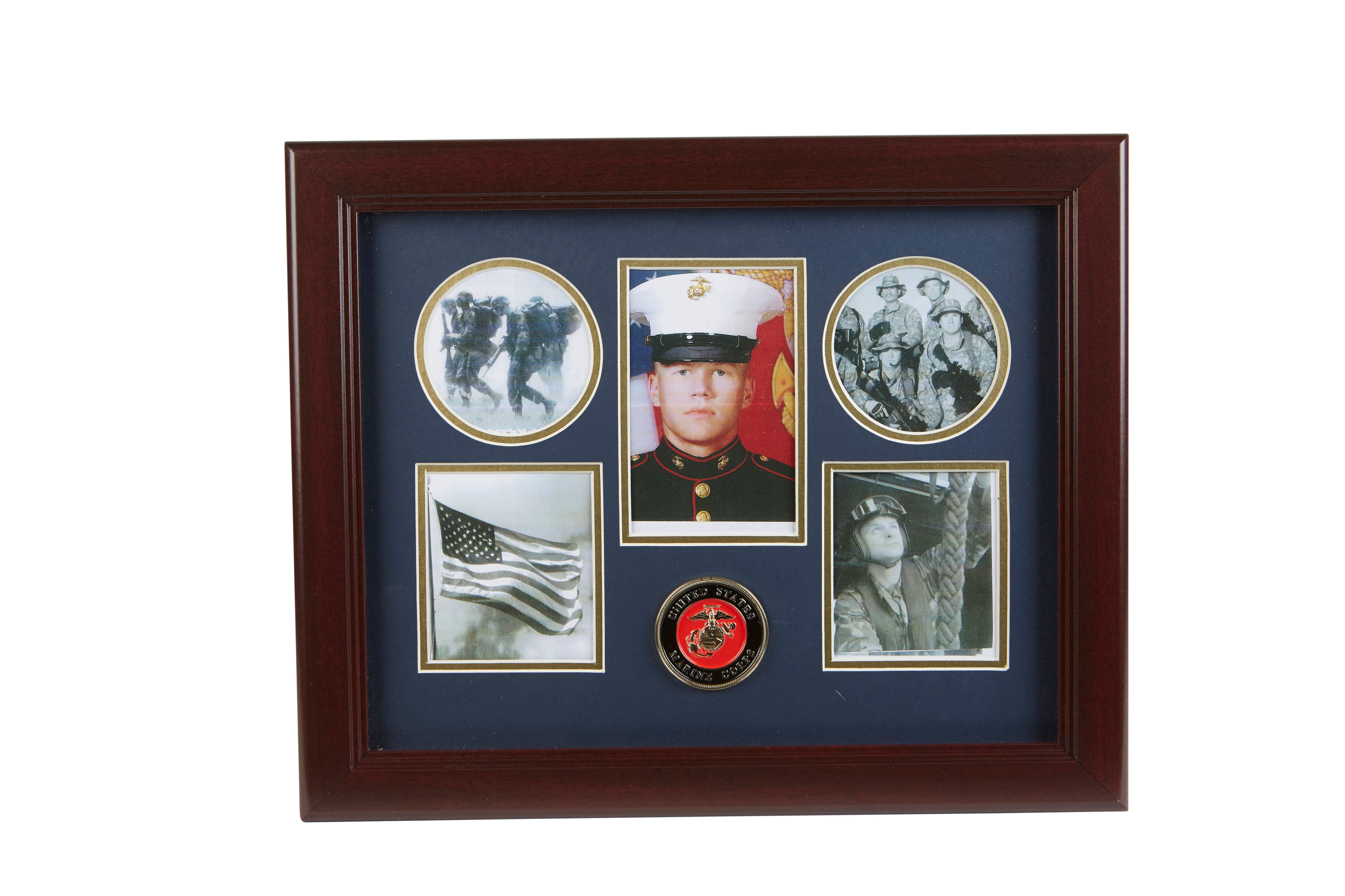 Allied Frame Marine Corps Collage Frame, Mahogany Wood, 5 Photo ...