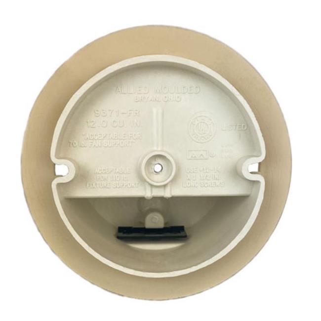 Allied Moulded 12 cu. in. Round PVC 1 Gang Ceiling Box, Off White ...