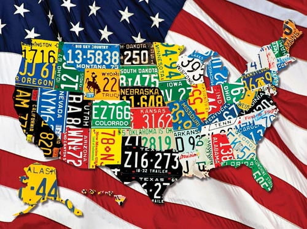 Allied Products, State Plates 400 Piece Puzzle, Colorful Road Trip ...
