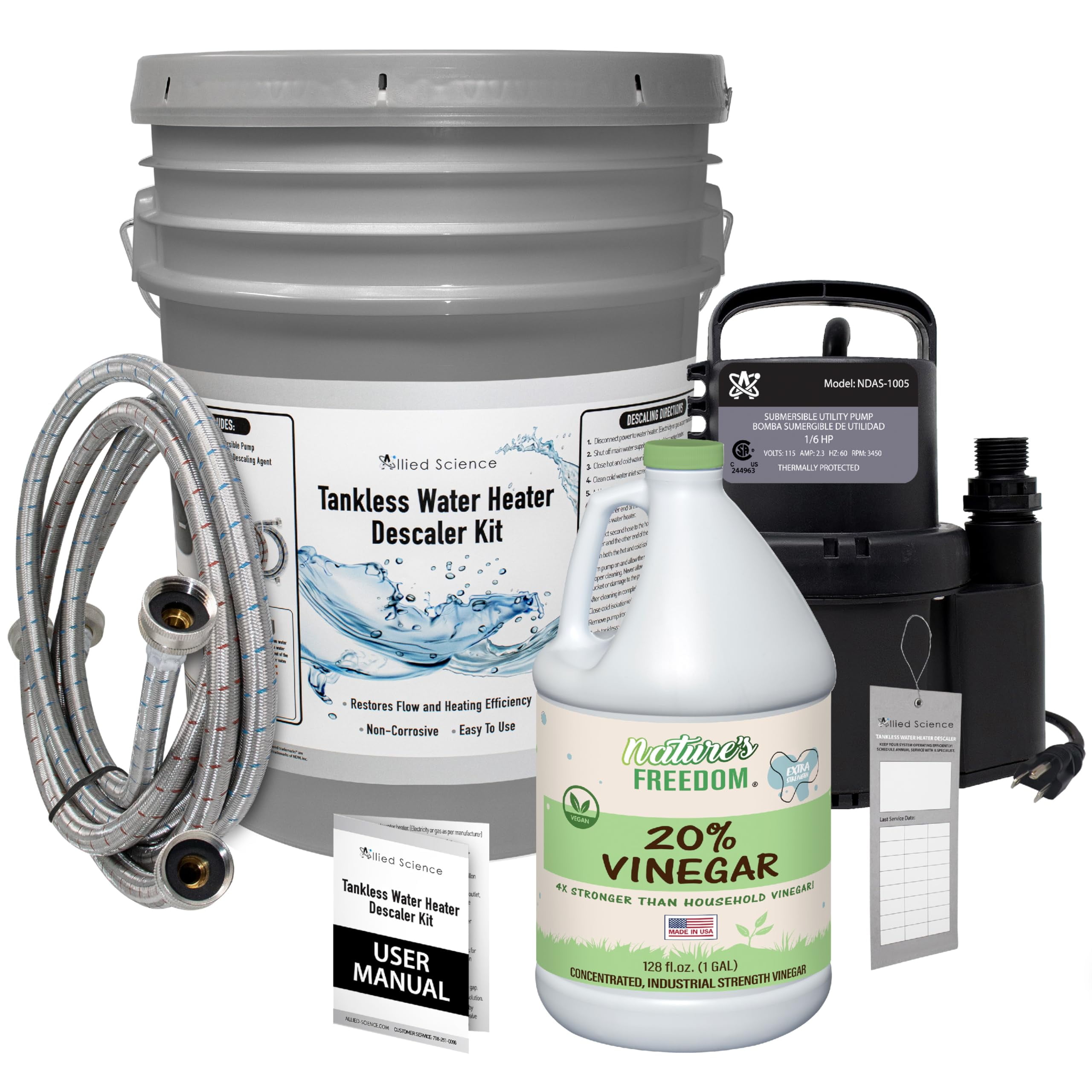 Allied Science Tankless Water Heater Flush Kit with Gallon Concentrated ...