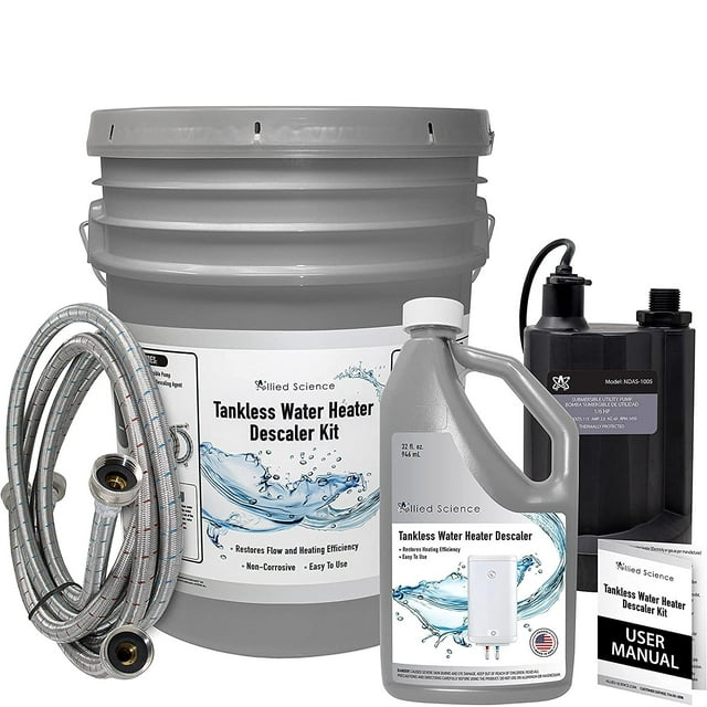Allied Science Tankless Water Heater Flush Kit with Quart Liquid ...