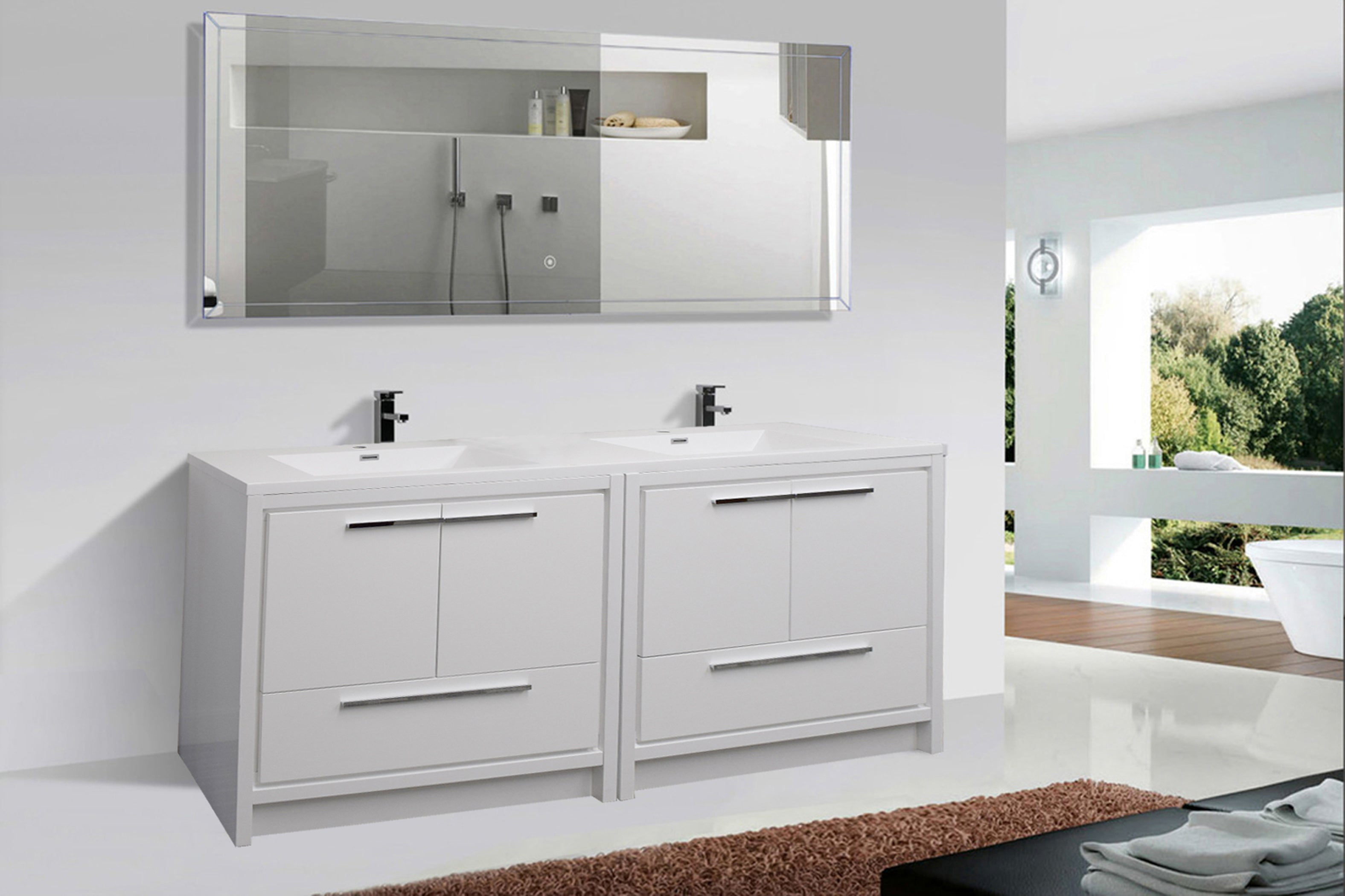 Alma Allier 72 inch Gloss White Finish Vanity With White Sink - Walmart.com