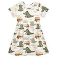 Alligator Airplane Short Sleeve Dress A-Line Cute Midi Casual Sundress ...