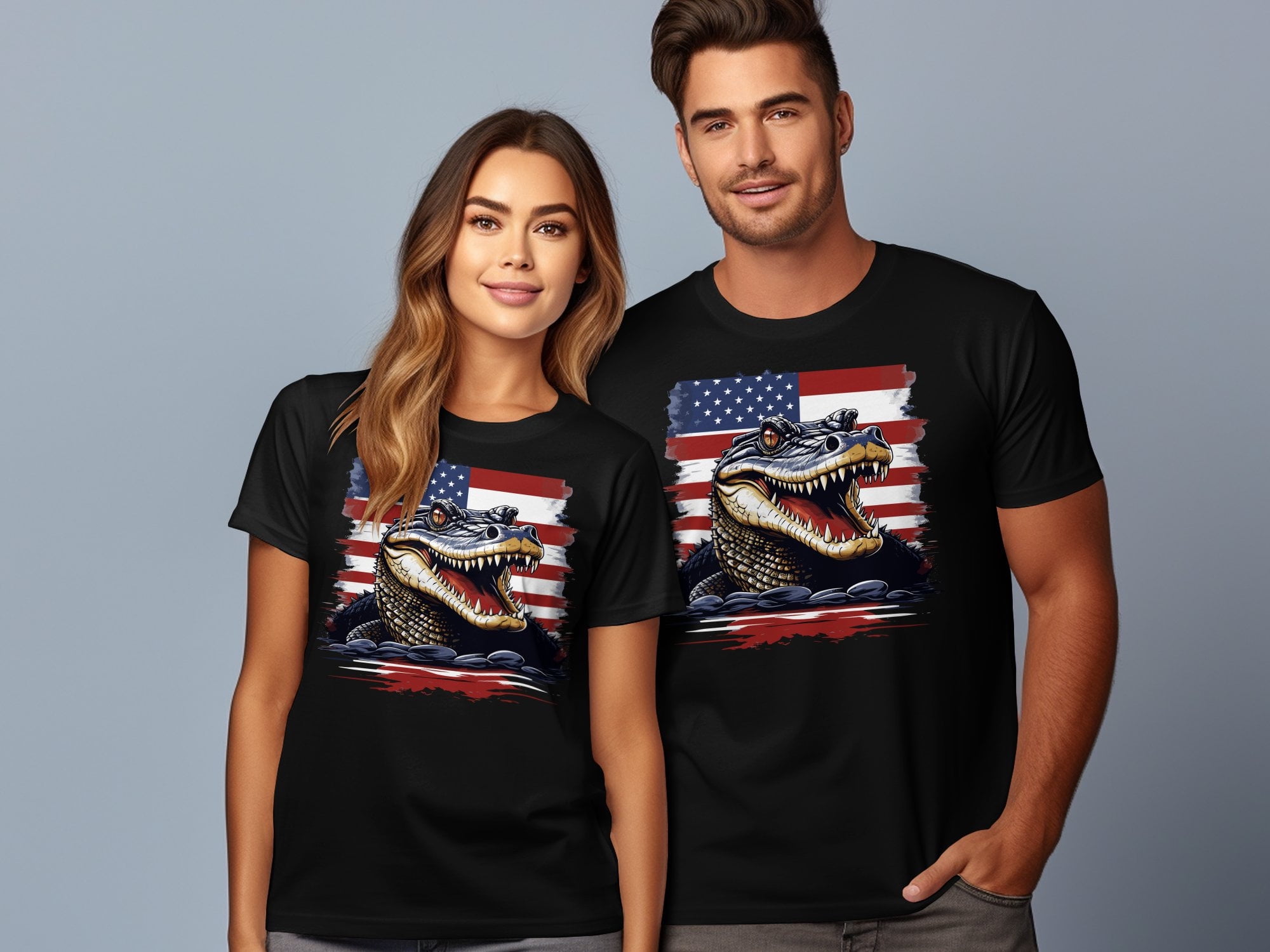 Alligator American Flag T-Shirt, Patriotic Alligator Graphic Tee, USA ...
