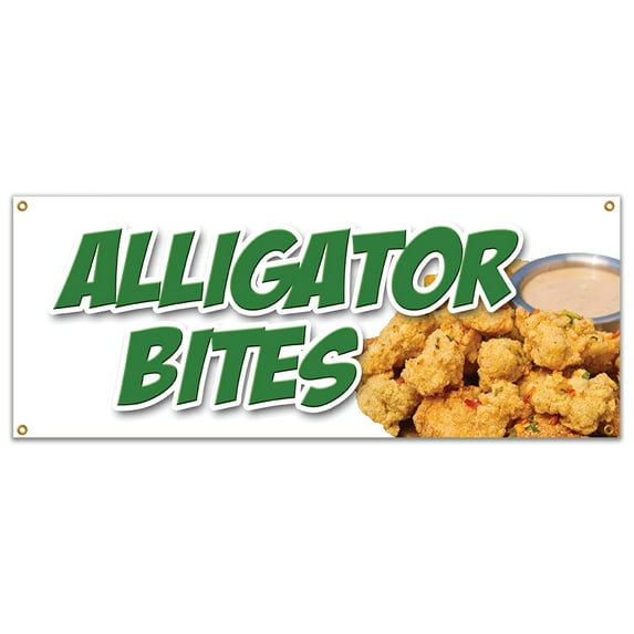 Alligator Bites Banner 18" X 48" Heavy Duty 13 Oz Vinyl Banners with ...