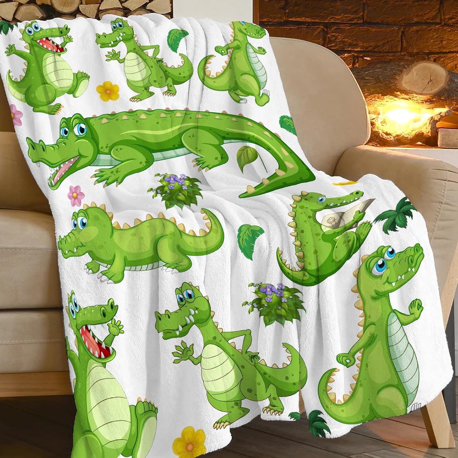 Alligator Blanket Super Soft Warm Crocodile Fleece Throw Blanket Cozy ...