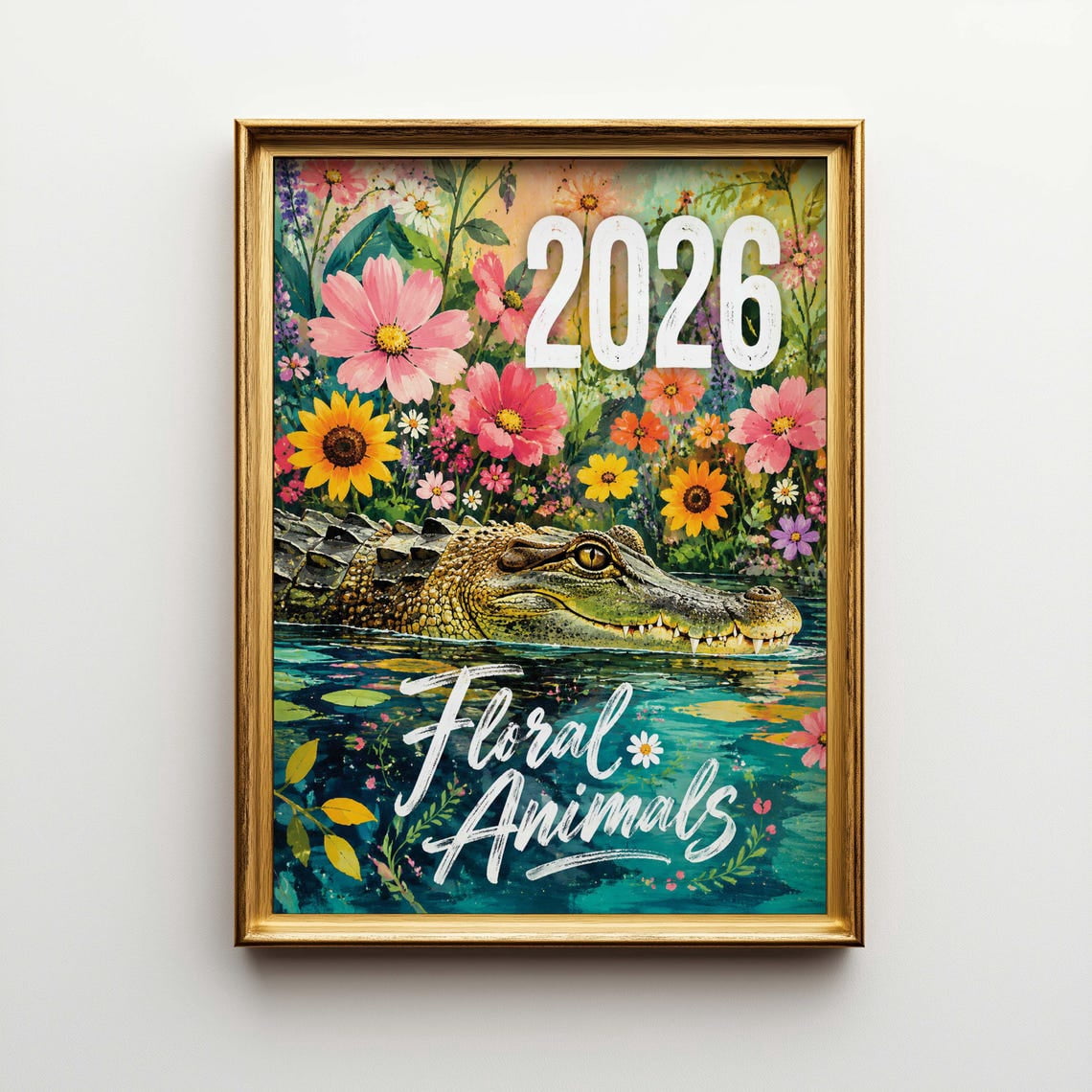 Alligator Botanical Wildlife Wall Art Poster Unframed Paper Print ...