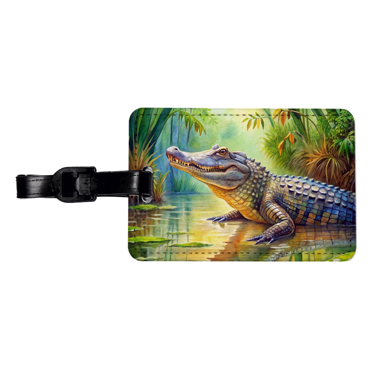 Alligator Crocodile In Swamp Faux Leather Travel Luggage Tag - Walmart.com
