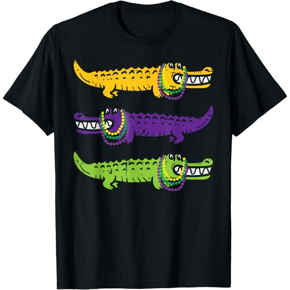 Alligator Crocodiles Mardi Gras Women T-Shirt - Walmart.com