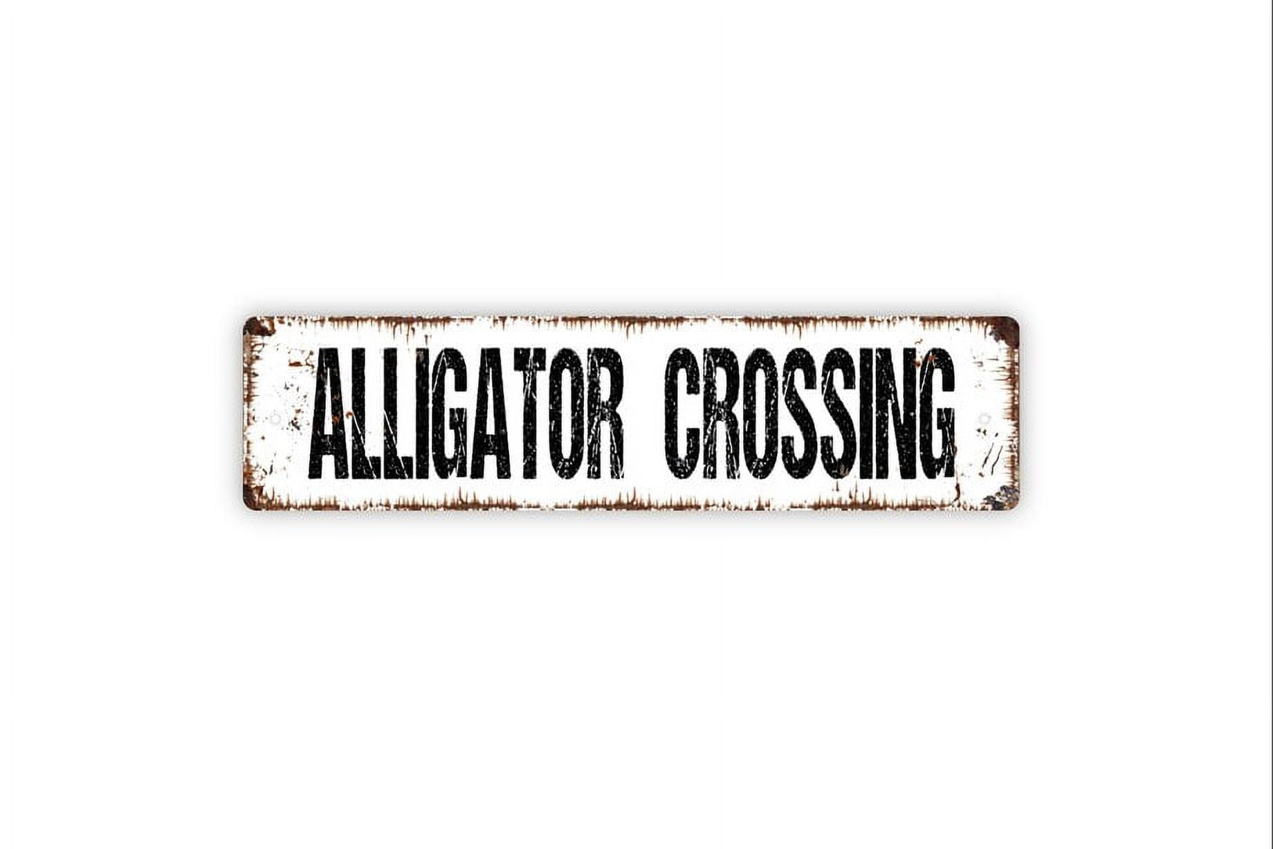 Alligator Crossing Sign - Rustic Metal Street Sign or Door Name Plate ...