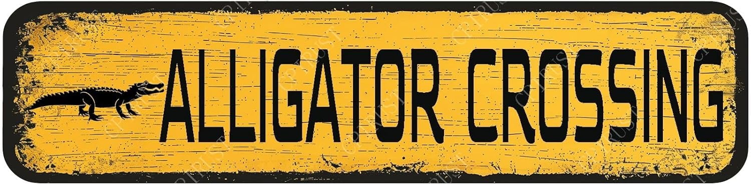 Alligator Crossing Vintage Metal Signs Funny Tin Sign for Home Yard ...