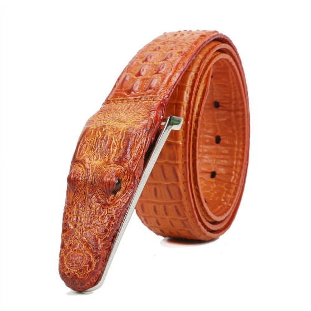 Alligator Design Crocodile-Embossed Leather Belts Genuine Cow Leather ...