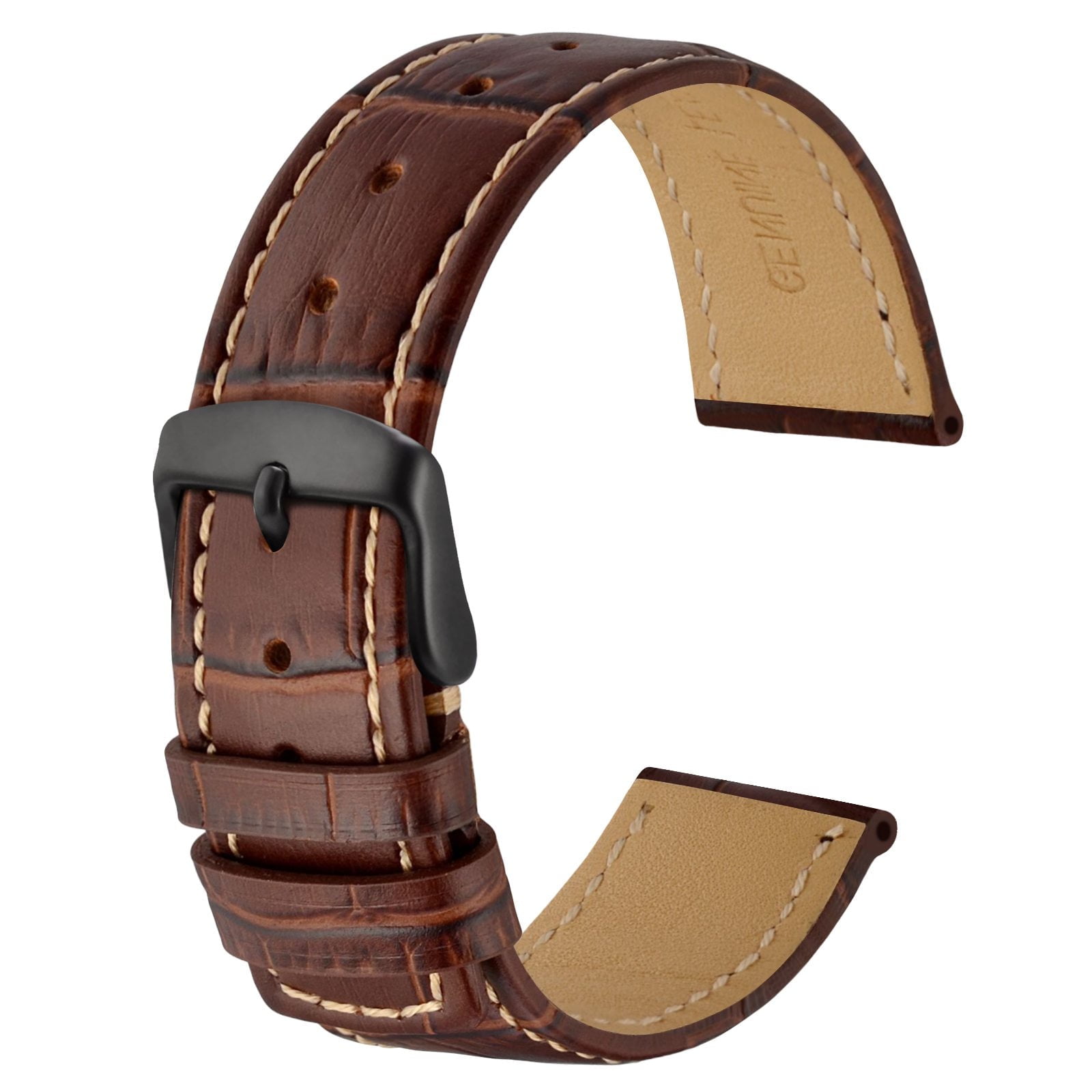 Alligator Embossed Genuine Leather Watch Band,22mm Replacement ...