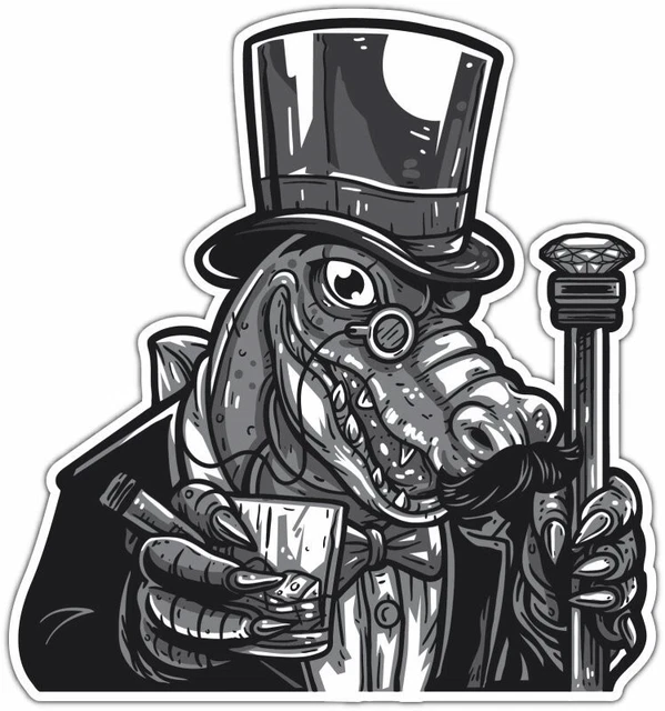Alligator Gentleman Drinking Whisky Crocodile Window Stickerphone Decal ...