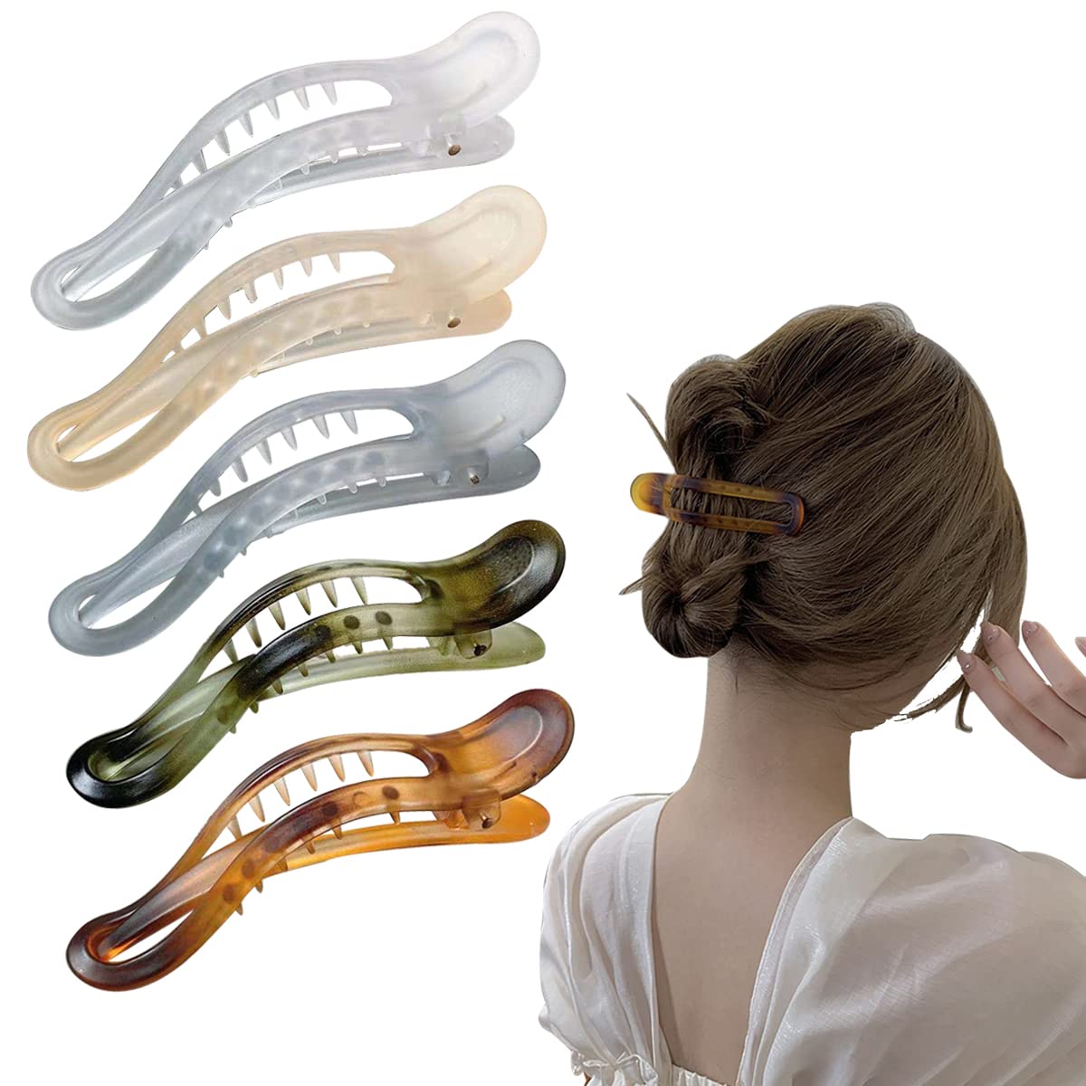 Alligator Hair Clips,5 Pcs Matte Premium Strong Shark Alligator Clips ...