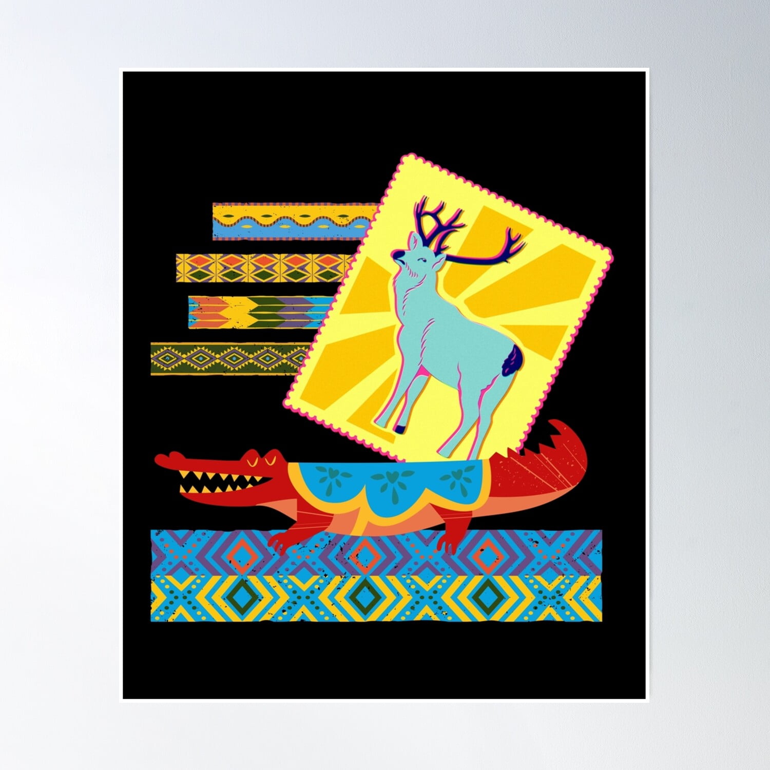 An Alligator From A Holiday Postcard And A Male Deer In The Bosom Of ...