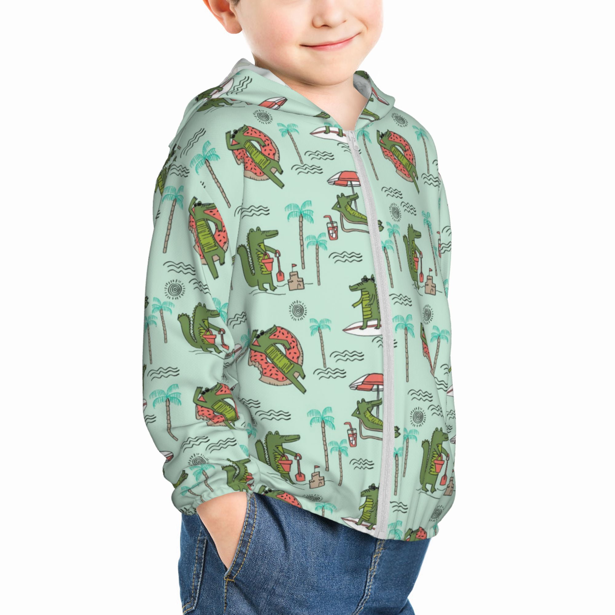 Alligator Kids Zip-Up Hoodie Girls Boys Sun Protection Jacket Hooded Cooling Shirt - Walmart.com