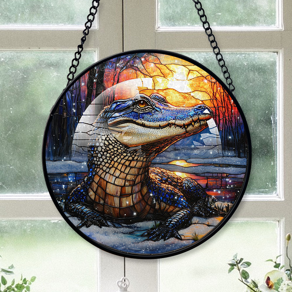 Alligator Ornament Christmas 2025, Alligator Stained Glass Window ...