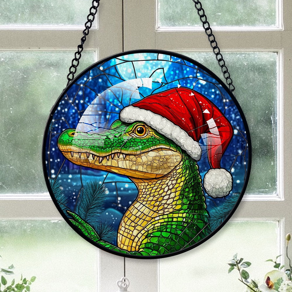 Alligator Ornament Christmas 2025, Alligator Stained Glass Window ...
