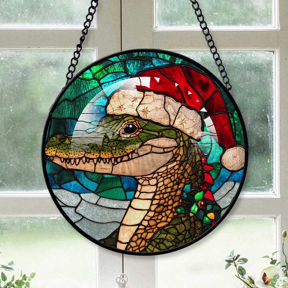 Alligator Ornament Christmas 2025, Alligator Stained Glass Window Sun ...