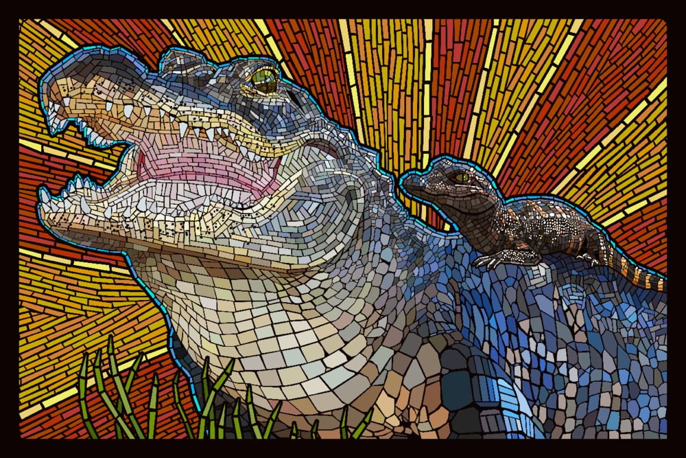 Alligator, Paper Mosaic (9x12 Wall Art Print, Home Decor) - Walmart.com