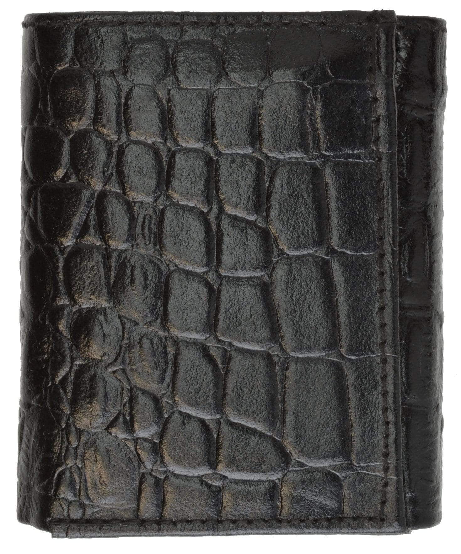 Alligator Print Cowhide Leather Trifold Wallet with ID Window & Credit ...