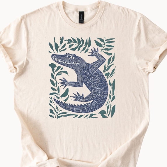 Alligator Shirt Unisex Natural Beige Color Cotton Reptile Graphic Tee ...