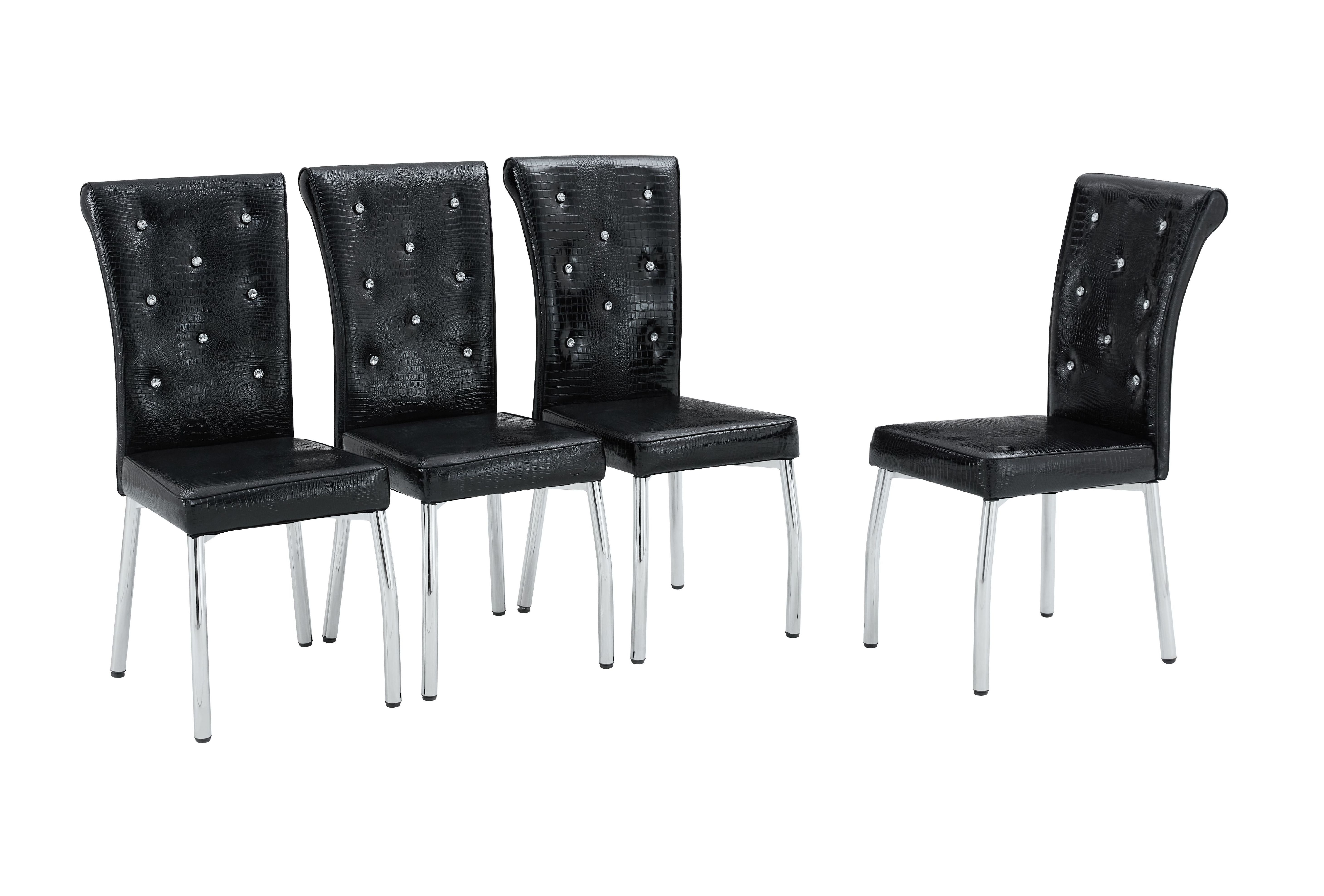Alligator Skin Dining Chairs Set of 4, Faux Leather Upholstered ...