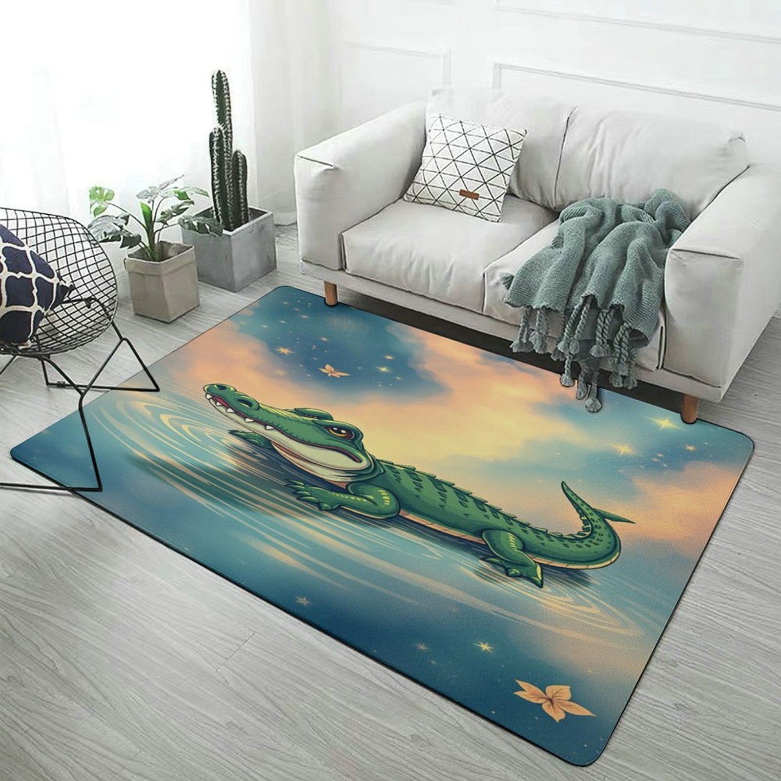 Alligator Starry Night Water Carpets for Living Room Luxury Rations ...