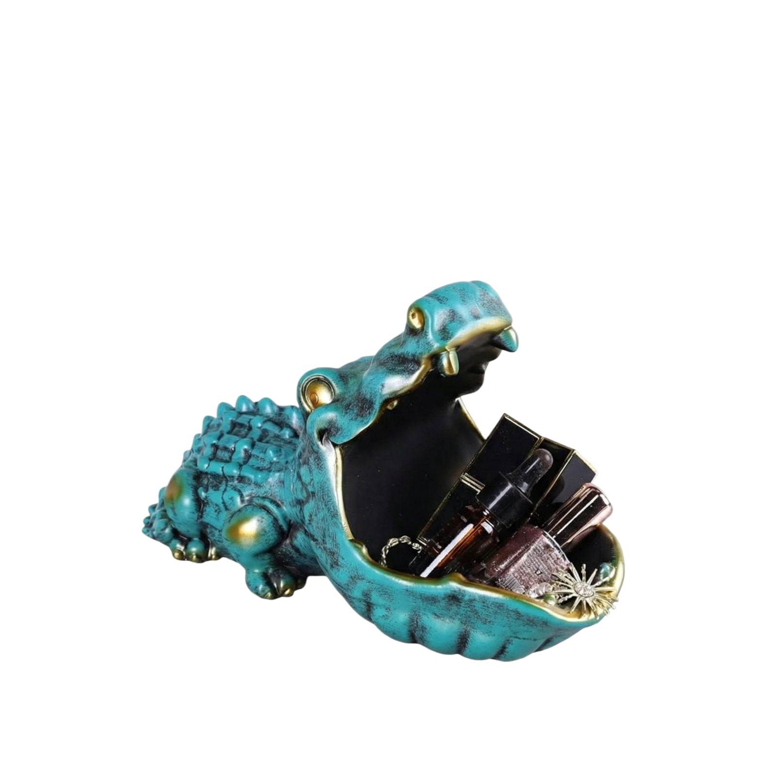 Alligator Statue Key Bowl, Whimsical Crocodile Candy Dish Decorative ...