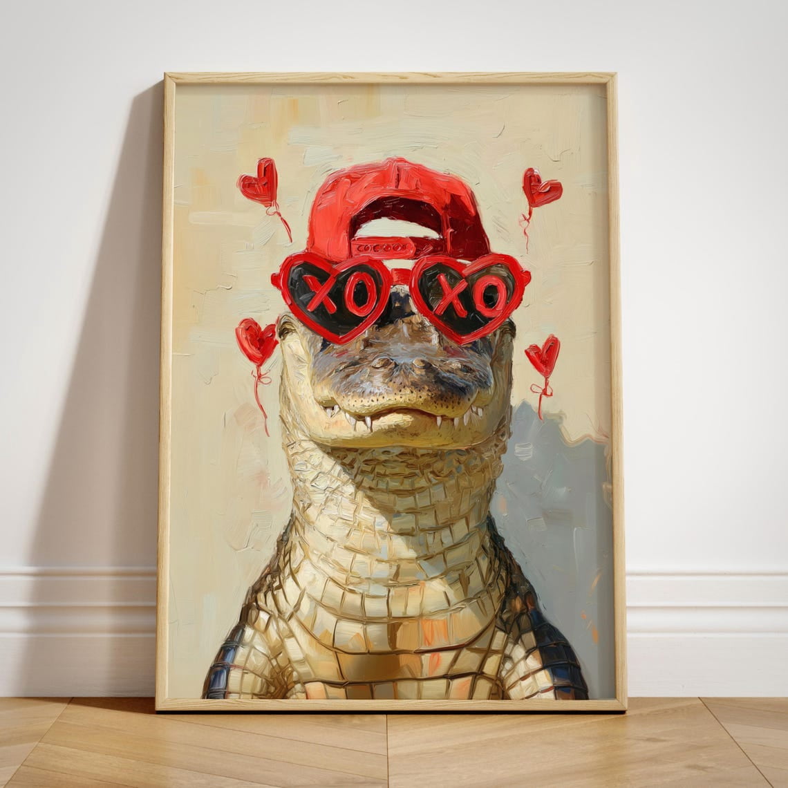 Alligator Valentine Art Romantic Love XOXO Gator Crocodile Hearts ...